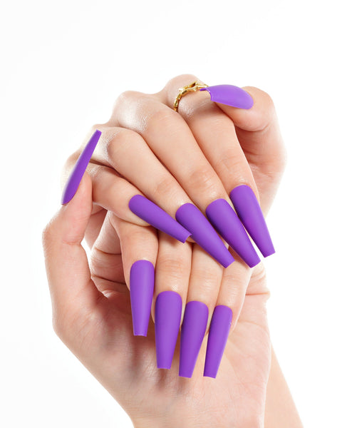 Hallow Purple|manicure|csjp|halloween|purple|matte|coffin|long|solid ...