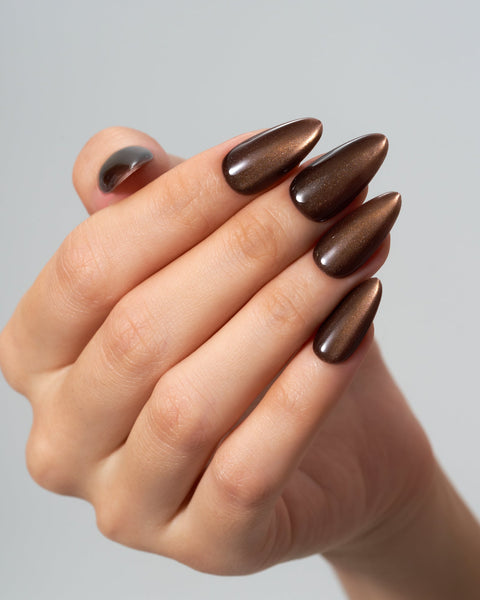 Cat Eye/Expresso(Handmade)|manicure|real nail gel|cat eye|brown|glossy ...