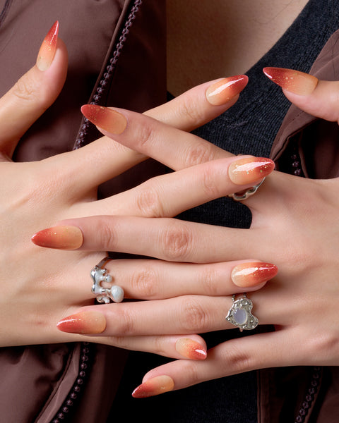 Thermo/Grape Fruit(Handmade)|manicure|real nail gel|thermochromic|red ...