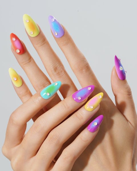 Dewy Rainbow(Handmade)|manicure|real nail gel|LGBT|3d art|aura nail ...