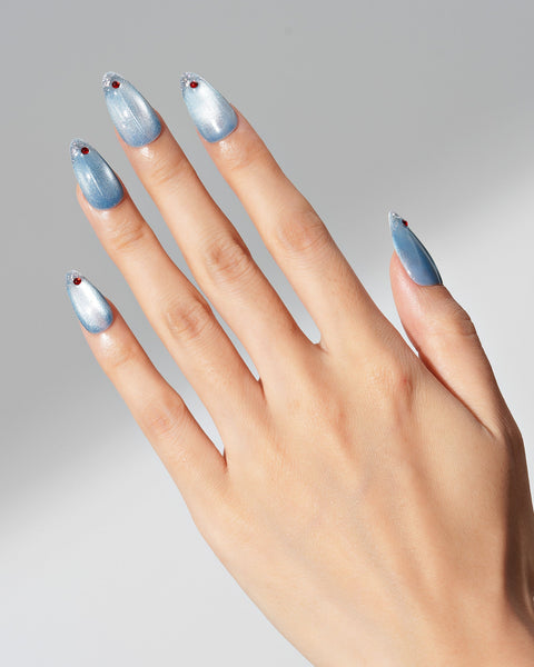 Crisp Blue (Handmade)|manicure|real nail gel|cat eye|french tip|blue ...