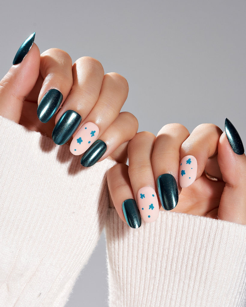 Sky Doodles (Handmade)|manicure|real nail gel|chrome nail|spring|blue ...