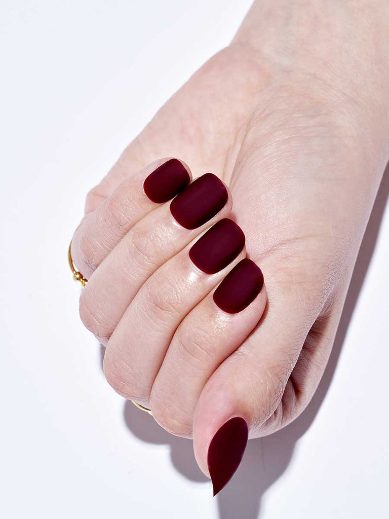 Red Velvet/Squoval|manicure |red| matte|squoval|short|solid|party ...