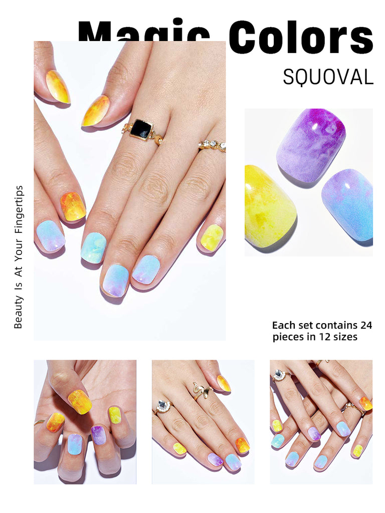 Magic Colors|manicure|colourful|glossy|squoval|short|ombre|party ...