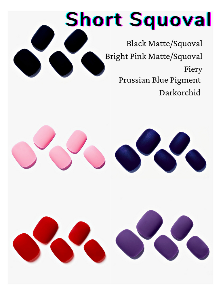 5 Packs Solid Color Short Squoval Matte Nail Set – Glamermaid Glam