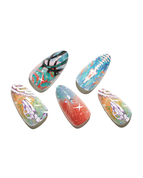 Fog Trap|manicure|dragon|colourful|fine glitter|almond|medium|cartoon ...
