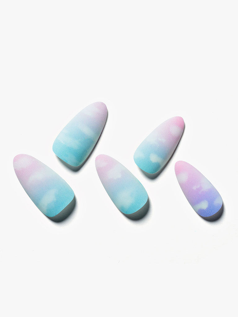Summer Gradient/Almond|manicure |pink|blue|matte|almond|medium|ombre ...