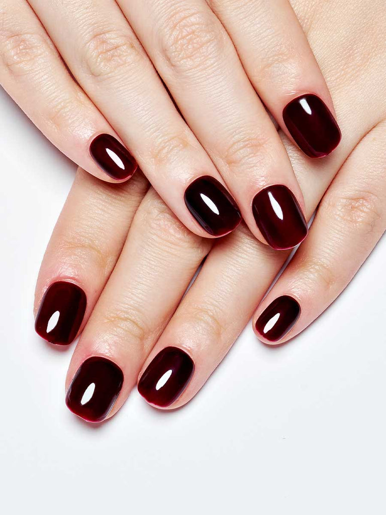 Dark Red (Handmade)|manicure|real nail gel|red| glossy|squoval|short ...