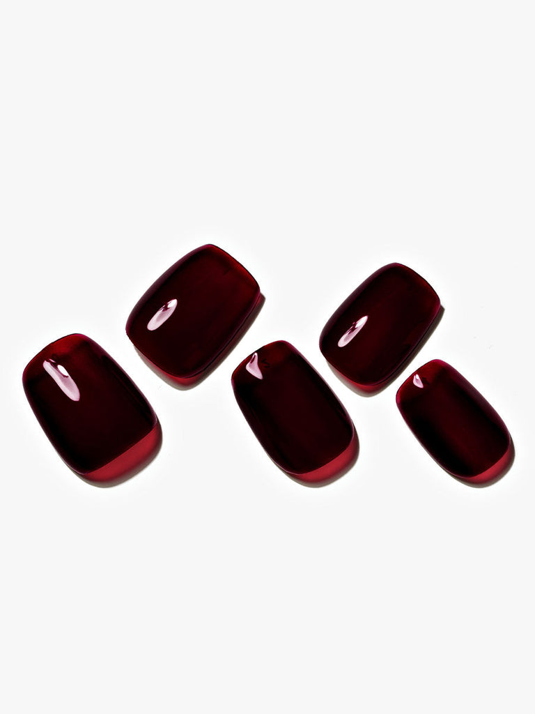 Dark Red (Handmade)/Short Square|manicure|real nail gel|red|glossy ...