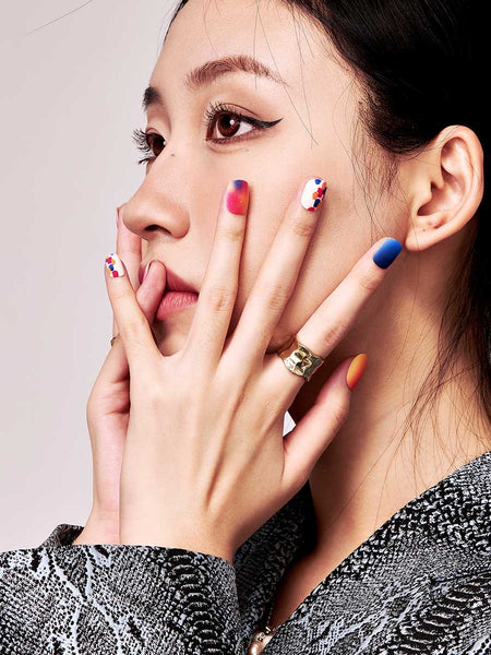 Temperature Limit|manicure|spring|orange|blue|matte|squoval|short ...