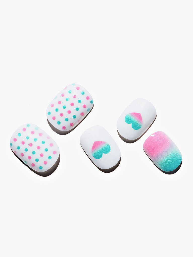 Spotted Hearts/Kids Nails|manicure|kid nails|heart|white|pink|fine ...