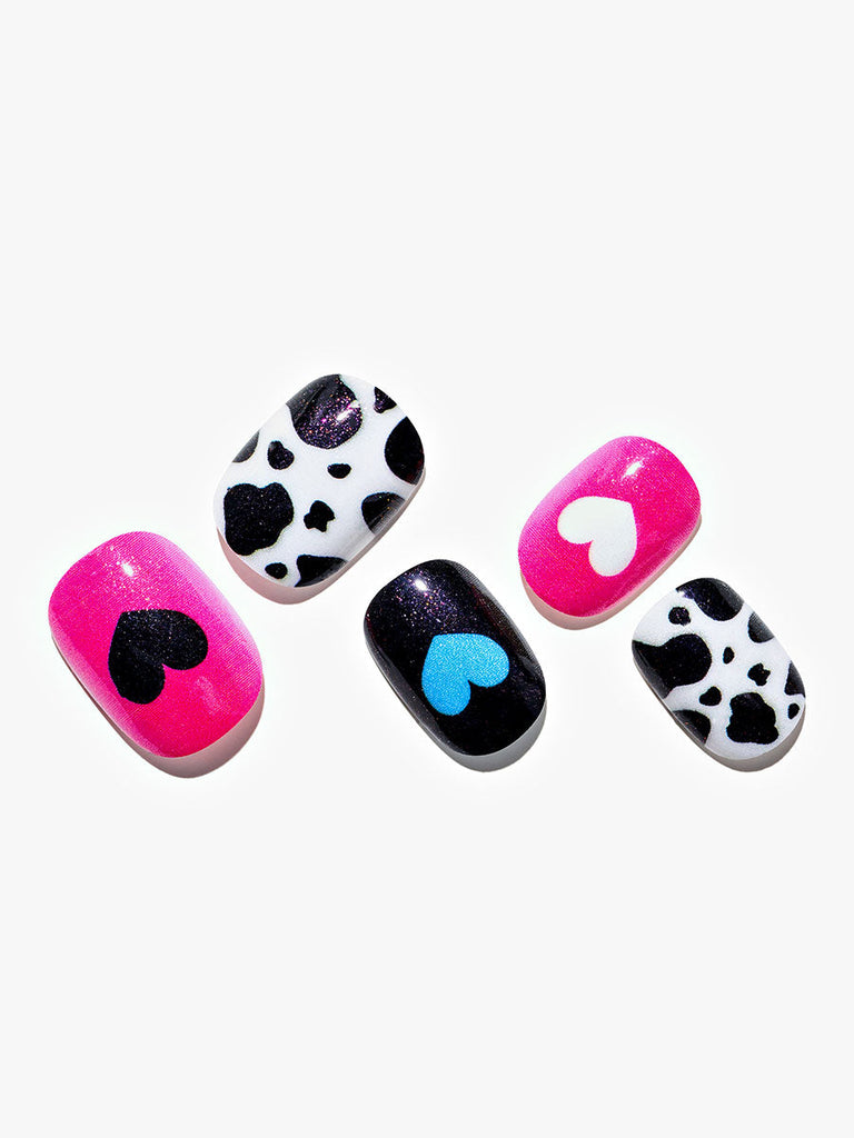 Shiny Heart/Kids Nails|manicure|heart|kid nails|pink|white|fine glitter ...