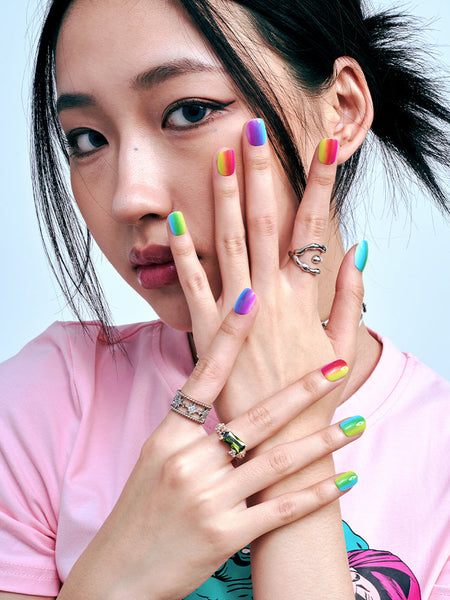 Rainbow Rhapsody|manicure|rainbow|colourful|glossy|squoval|short|ombre ...