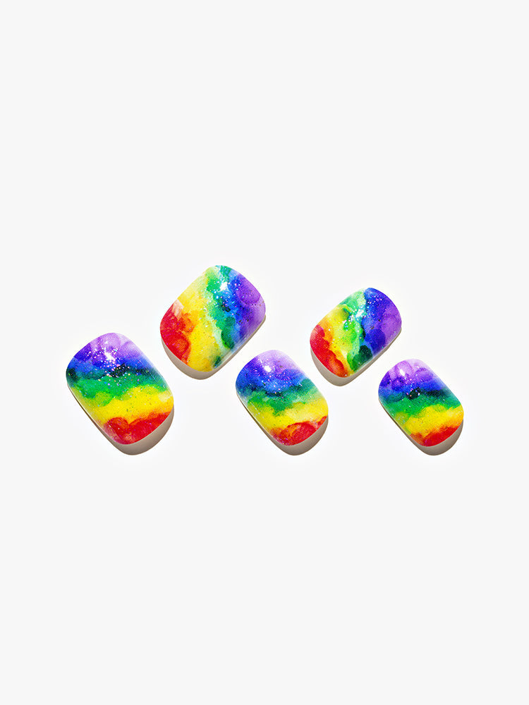 Color Burst|manicure|rainbow|colourful|glitter|squoval|short|ombre ...