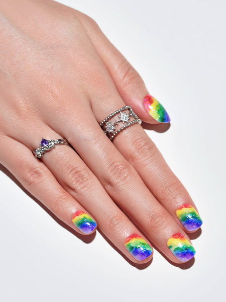 Color Burst|manicure|rainbow|colourful|glitter|squoval|short|ombre ...