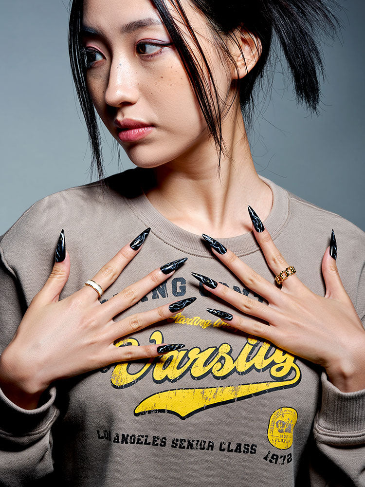 Pop Punk|manicure|CSJP|black|glossy|stiletto|long|line|party ...