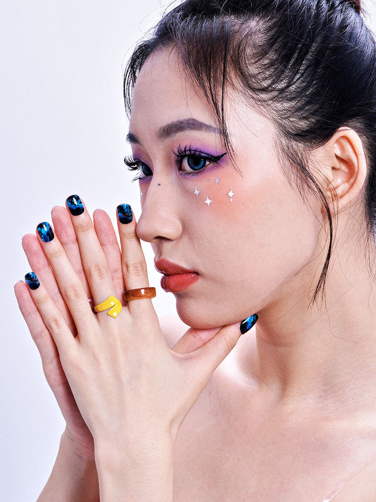 Midnight Abyss|manicure|black|blue|glossy|squoval|short|ombre|daily ...
