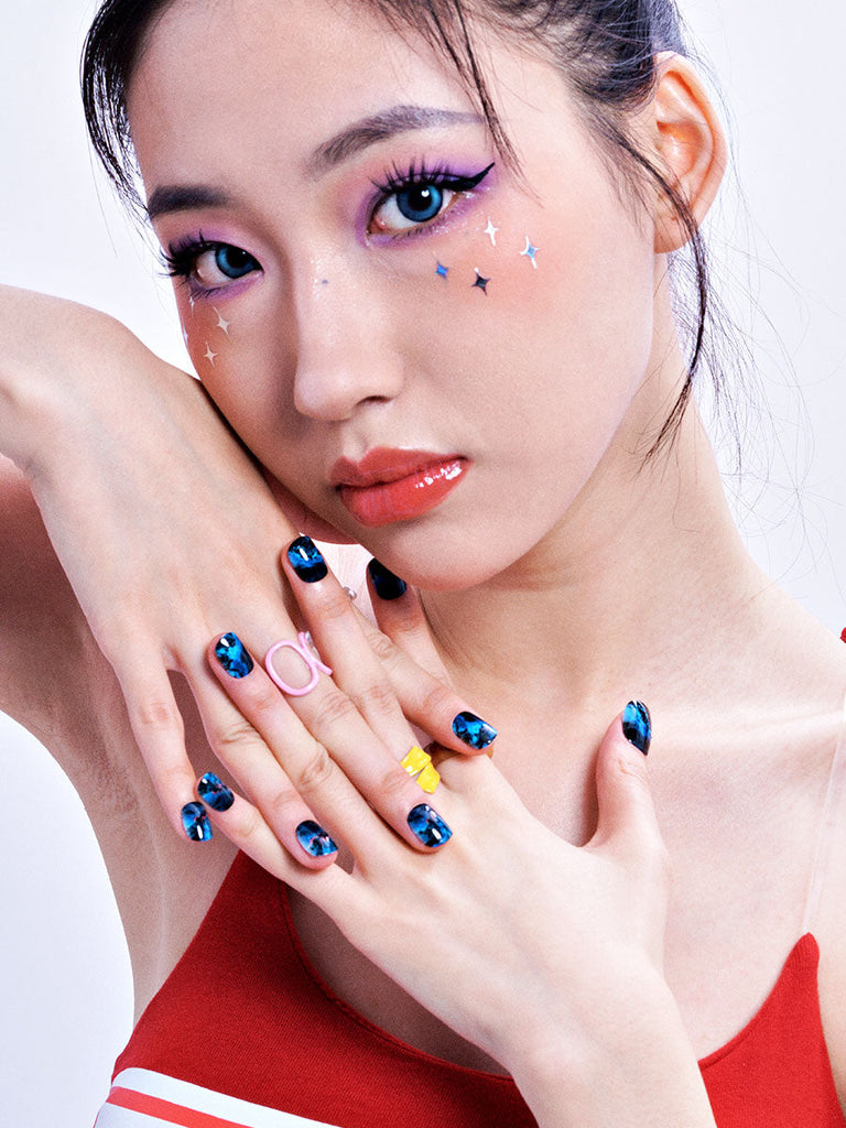 Midnight Abyss|manicure|black|blue|glossy|squoval|short|ombre|daily ...
