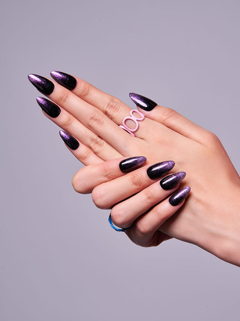 Dark Romance (Handmade)|manicure|real nail gel|black|purple|glossy ...